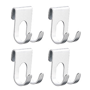 EMVANV 4pcs Adhesive Plug Hook, Stainless Steel Heavy Duty Razor Holder for Shower, Kitchen Organizer for Shaver Plug Robe Towel Loofah Coat, Shower Razor Holder Storage Hooks(Silver)