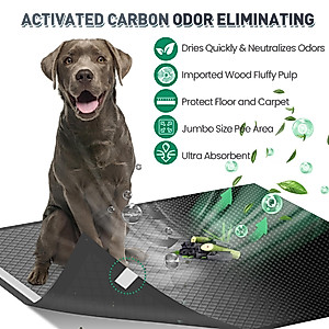 Boscute Charcoal Super Absorbency Puppy Pads, Activated Carbon Odor-Control XL 28"x34" Leak-Proof Pet Training Pee Pads, Disposable Potty Pads for Dogs Cats, Rabbits