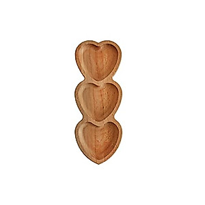 MORP, Heart Shaped Wood Tray, Divided Serving Trays & Platters, Wooden Diet Dish Platter, Cracker Appetizer Plate, Perfect Valentine Day Gift, food and cookie board, Fruit Snack Tray, Natural