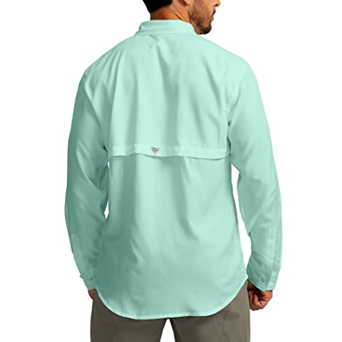 Men's Sun Protection Fishing Shirts Long Sleeve Travel Work Shirts for Men UPF50+ Button Down Shirts with Zipper Pockets(Arona Small)