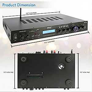 Pyle - PDA7BU (Black) - 5 Channel Rack Mount Bluetooth Receiver, Home Theater Amp, Speaker Amplifier, Bluetooth Wireless Streaming, MP3/USB/SD/AUX/FM Radio, 200 Watt, with Digital ID3 LCD Display