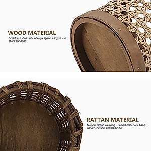 Cabilock Desk Flower Basket: Stationery Brown Mini Woven Basket, Small Makeup Pencil Handwoven Hand Storage Bowl Home Inches Farmhouse Wood Pots Cup Brush Caddy Rustic for Container