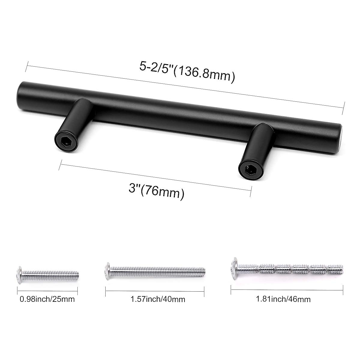 SUNRIVER 30Packs Stainless Steel Kitchen Cabinet Round Knobs and Pulls Black Coating Brushed Cupboard Handles and Round Knobs 3" Cabinet Hardware 20pcs knobs& 10pcs Handles Set