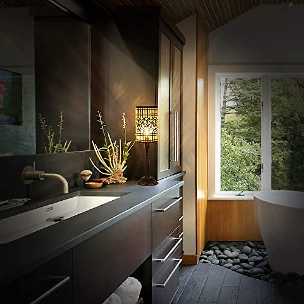 PHYLEKO Table Lamp, Bedside Lamps Battery Operated Lamp with LED Bulb for Home Decor, Small Table Lamp Cordless Lamp with Butterfly Pattern Night Light for Bathroom,Livingroom,Windowsill,Shelf