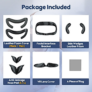 GHHKUD VR Facial Interface Bracket & Resilient Face Cover Mesh Foam Pad Replacement for Oculus Quest 2, Anti-Leakage Nose Pad, Lens Cover Removable Accessories for Oculus/Meta Quest 2 9-in-1 Sets