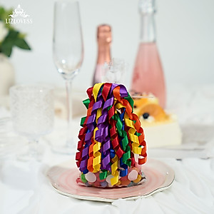 LIZLOVESS 6 Inch Rainbow Curly Bows for Gift Wrapping Set of 6, Self Adhesive Bows Rainbow Gift Bows for Presents, Satin Ribbon Bows for Birthday, Wedding, Christmas, Bridal Shower