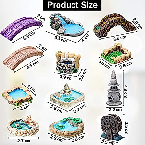 12 Pcs Fairy Garden Accessories Miniature Garden Bridge Figurines Mini Lighthouse Water Well Bridge Figurines Miniature Pond Lawn Garden Ornament Figurines for DIY Craft Garden Decor(Classic Style)