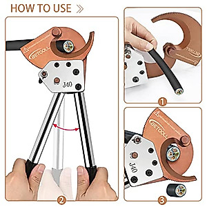BETOOLL Heavy Duty Aluminum Copper Ratchet Cable Cutters up to 300mm² Wire Cutters 600mcm
