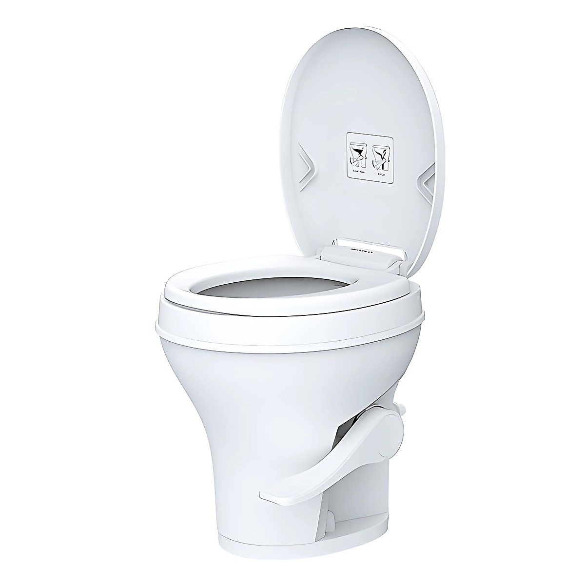 SEAFLO Residential Height Camper/RV Toilet, 18.5” Standard Height, Gravity Flush System, Foot Pedal Operation, Soft Close Seat, Easy-to-Clean Oversized Bowl, 4-Year Warranty