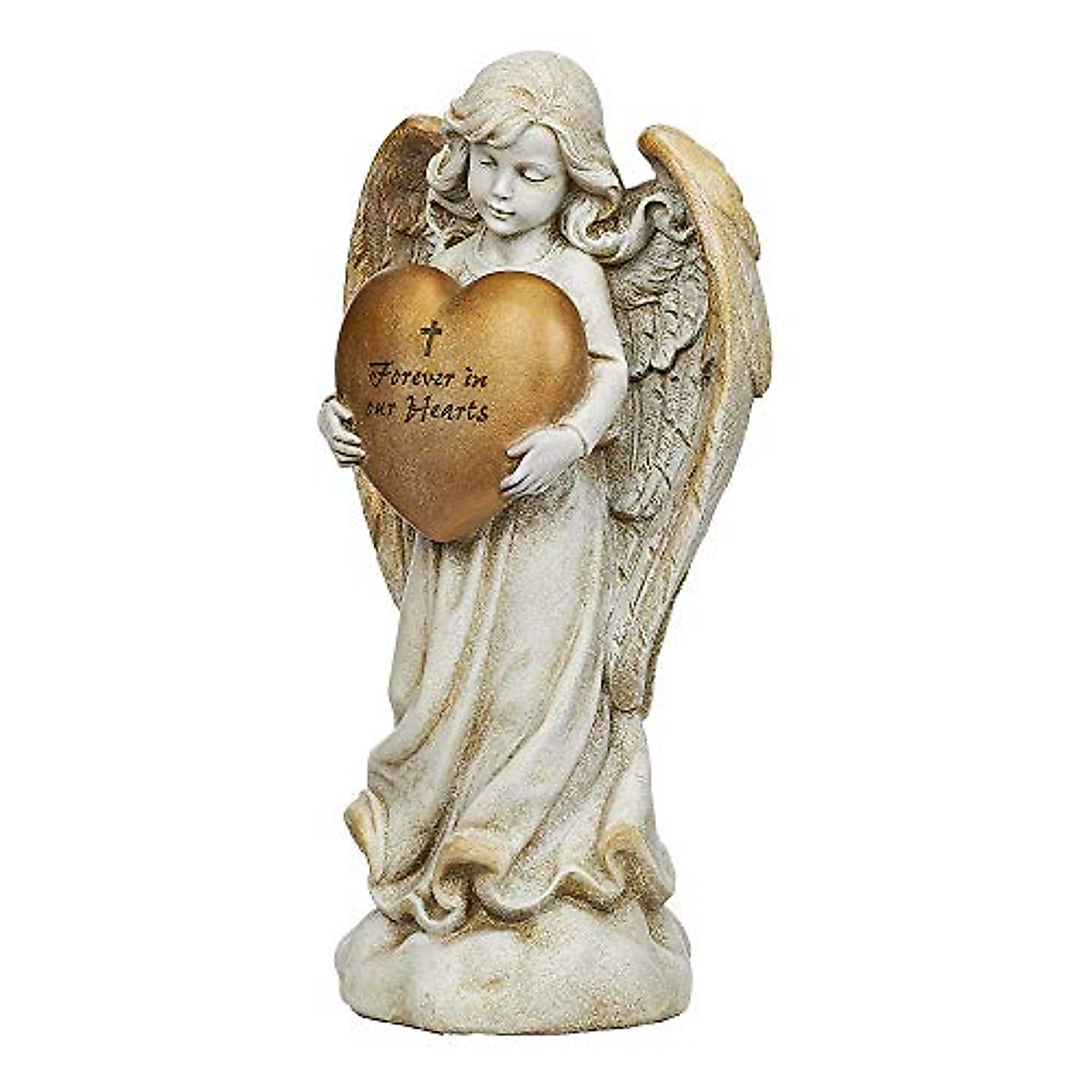 Joseph's Studio by Roman - Angel Holding Heart Memorial Garden Statue, Collection, 12.25" H, Resin and Stone, Decorative, Religious Gift, Home Indoor and Outdoor Decor, Durable, Long Lasting