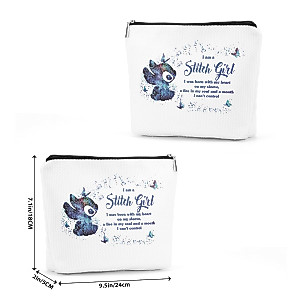 Stitch Girl Cosmetic Bag For Fans Cartoon Love Gift Hawaiian Bags Party Merch Inspired Fans Gifts Travel Makeup Bag Zipper Pouch Cosmetic Bag Toiletry Bag Gifts for Women Teen Girl Friends