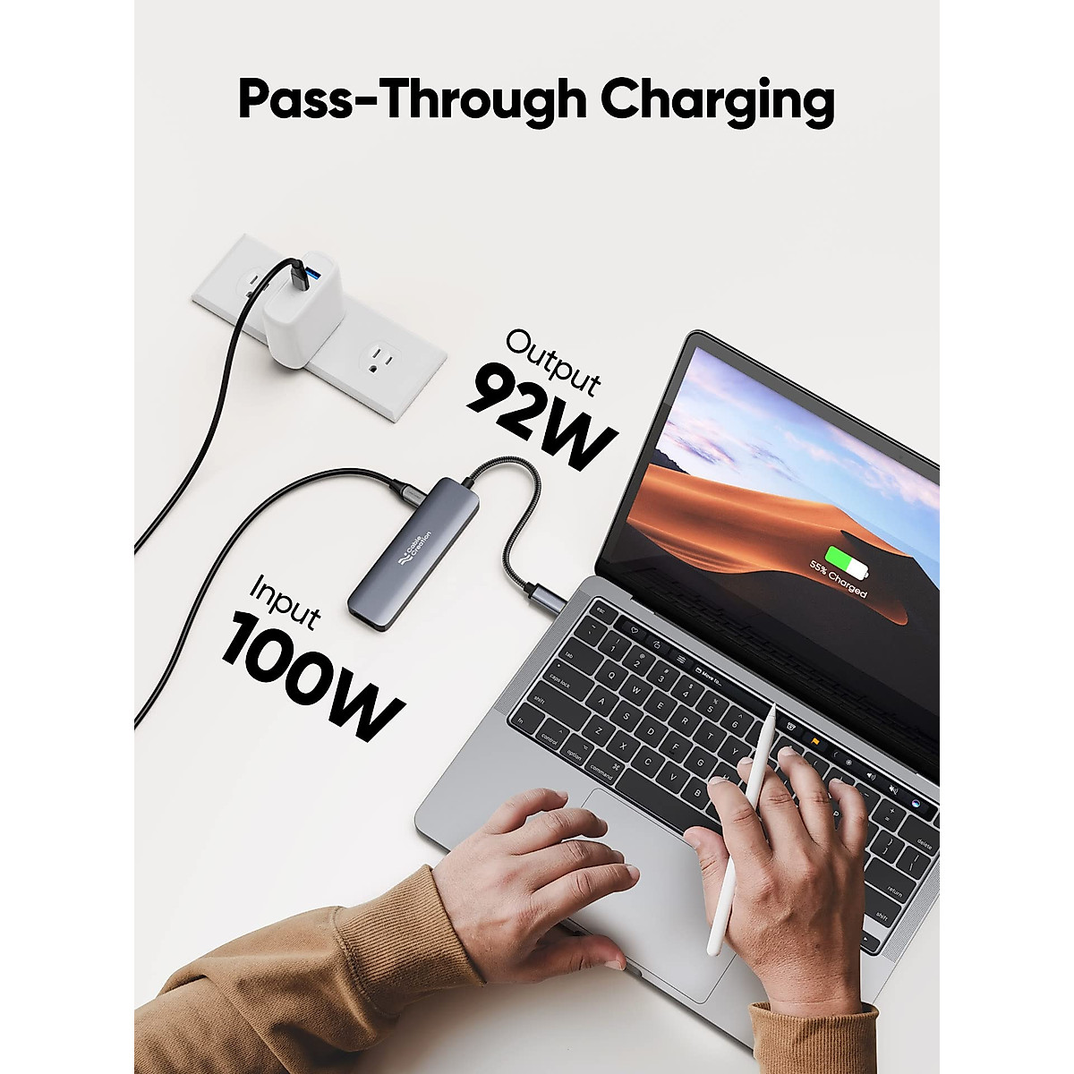 USB C Hub, CableCreation 5-in-1 USB C to HDMI Multiport Adapter, 100W PD, 3 USB 3.0 Ports for MacBook Pro, MacBook Air M1/M2, iPad Pro, Surface Pro, XPS