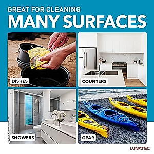 Lunatec Odor-Free Dishcloths. The Perfect Scrubber, Dish Cloth, Sponge and Scouring Pad to Clean Your Dishes, Pots & Pans, and Kitchen Gear. Ideal for Home, RV, Boat Galley and Camp Site. (4-Pack)