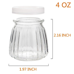 Small Yogurt Jars,Encheng 4 oz Clear Glass Jars With Lids,Yogurt Container With Caps(PE),Replacement Glass Pudding Jars,Clear Glass Containers For Milk,Ramekin,Jams,Jelly,Mousse 40 Pack …
