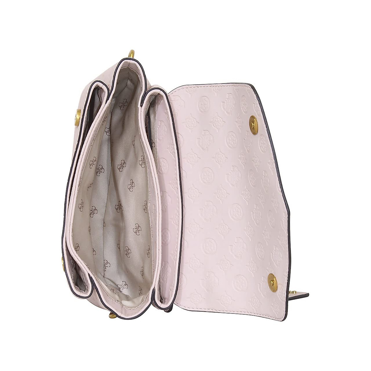 GUESS womens Zanelle Top Handle Flap, White Logo, one size US