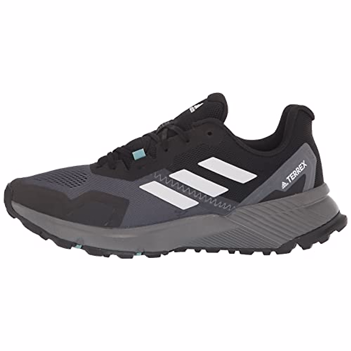 adidas Women's Terrex Soulstride Trail Running Shoes, Black/Crystal White/Mint Ton, 8.5