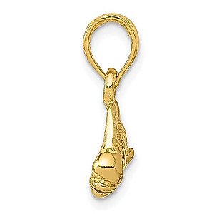 IceCarats 14K Yellow Gold Mahi Fish Necklace Charm Pendant 28mm x 22mm Only