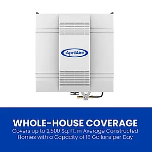 AprilAire 700 Whole-House Humidifier, Automatic Fan Powered Furnace Humidifier, Large Capacity Whole-House Humidifier for Homes up to 5,300 Sq. Ft., White