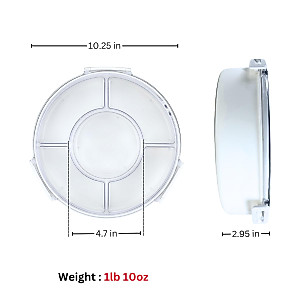 Airtight 5-Compartment Removable Multi Divided Serving Tray with Lid, Portable Charcuterie Container, Snackle Platter, Snack Box, Easy Prepping Organizer Cansiter for Veggie, Fruit, Ingredient (Round)