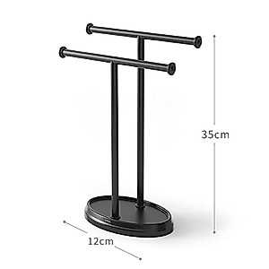 Freestanding Bath Towel Rack, 304 Stainless Steel Bathroom Towel Bar, T-Shape Hand Towel Holder Stand, Multifunction Towel Storage for Kitchen Hotel Lavatory,Black