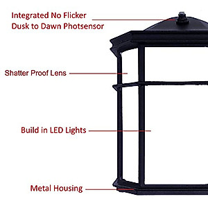 HARRRRD LED Wall Lantern Pack Light - Dusk to Dawn Photocell Included - 1 Pack 3000K (Warm White) Wall Mount Fixture, Exterior Security Lighting, Garage, Garden, Yard