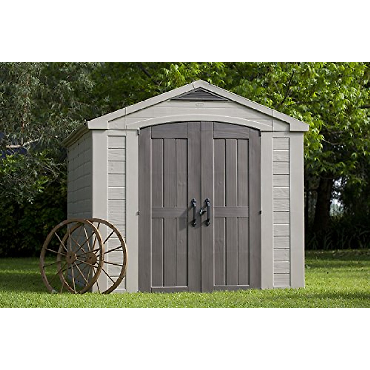 Keter Factor 8 x 11 Resin Large Outdoor Storage Shed, 8x11, Taupe