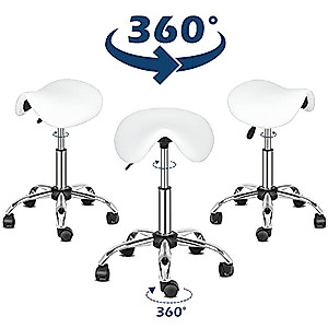 Salon Stool, Rolling Stools With Wheels, Swivel Tattoo Stool Chair, Adjustment Massage Spa Drafting Salon Work Office Hydraulic Saddle Stools With Foot Rest, Lash Tech Chair,For Barbershop Office (13)