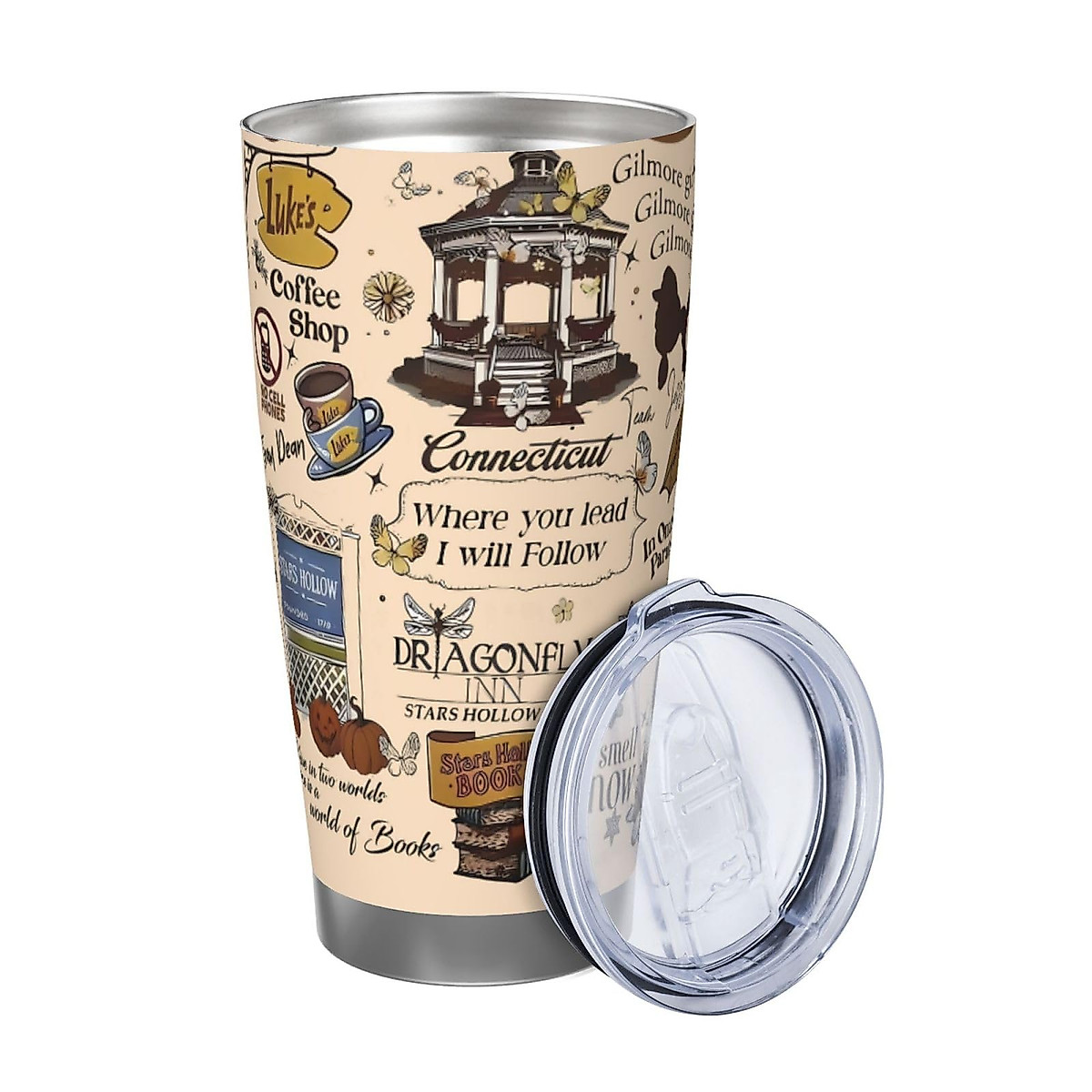 Stainless Steel Insulated Coffee Cup with Lid and Straw, 20 oz Gifts for Mom Girl Daughter Sister Friend Double Walled Stainless Steel Tumbler (silvery-D)