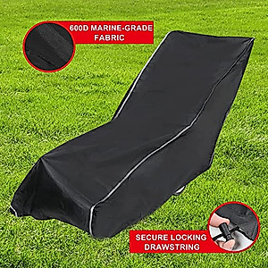 Lawn Mower Cover Black, 600D Polyester Oxford Push Mower Tarp, Outdoors Lawn Mower Accessories Anti Dust Snow UV Protect Cover - Universal Fit 86L x 25W x 39H inch