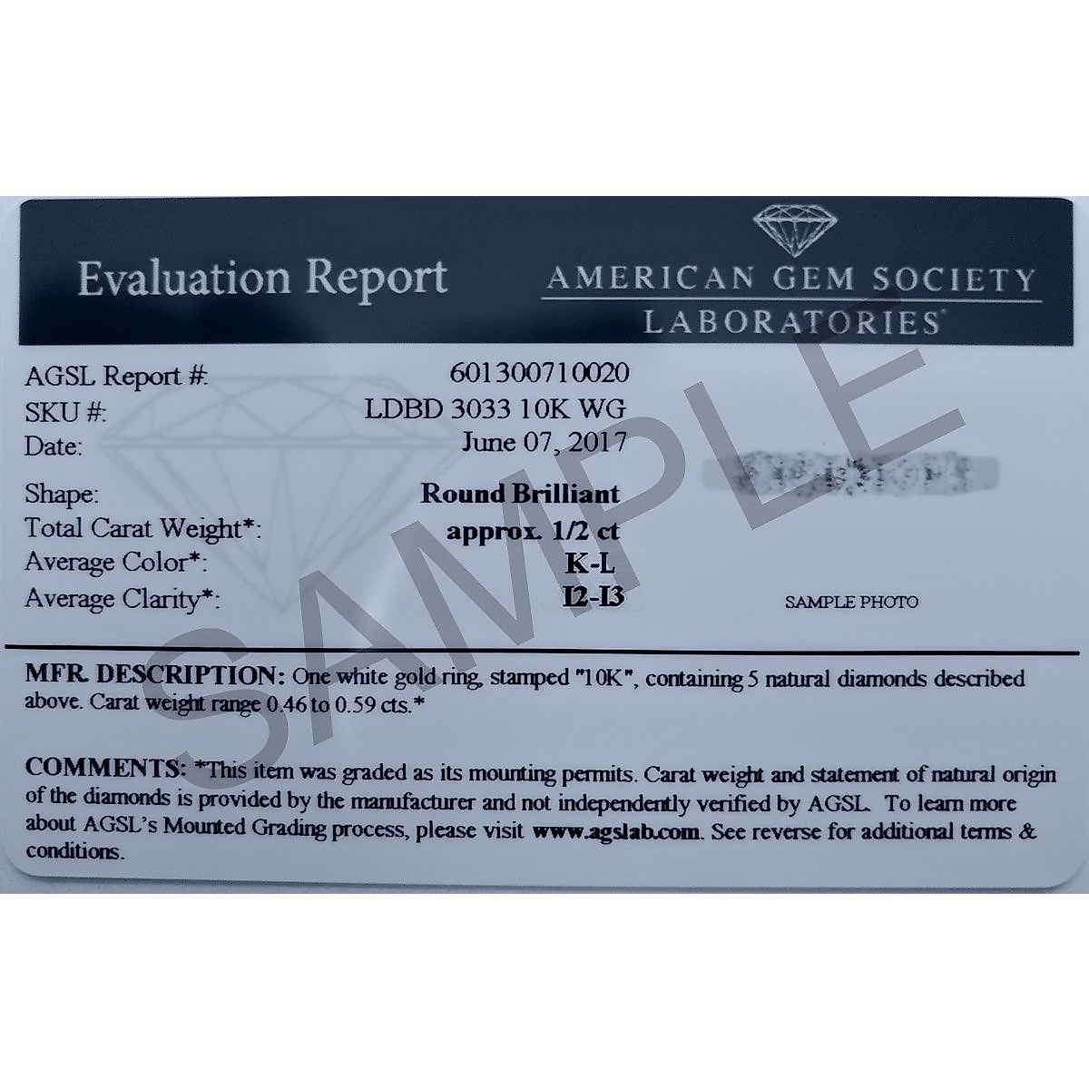 AGS Certified 1/2 Carat TW Five Stone Diamond Wedding Band in 10K White Gold