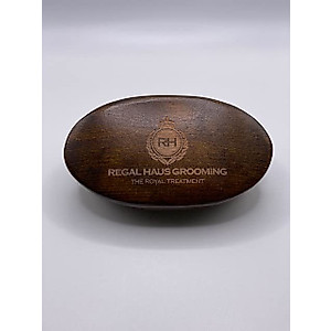 Regal Haus Grooming Premium Barber Quality Boar Bristle Beard and Mustache Brush for Men with Reusable Box- Grooming Care Products for Men - Comb Beard Oil or Balm Through Facial Hair - Military Style