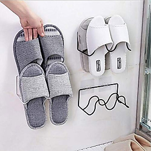 LDCHNH Double-Layer Shoes Holder Wall Mount Slipper Hanging Shelf Organizer Living Room (Color : D)