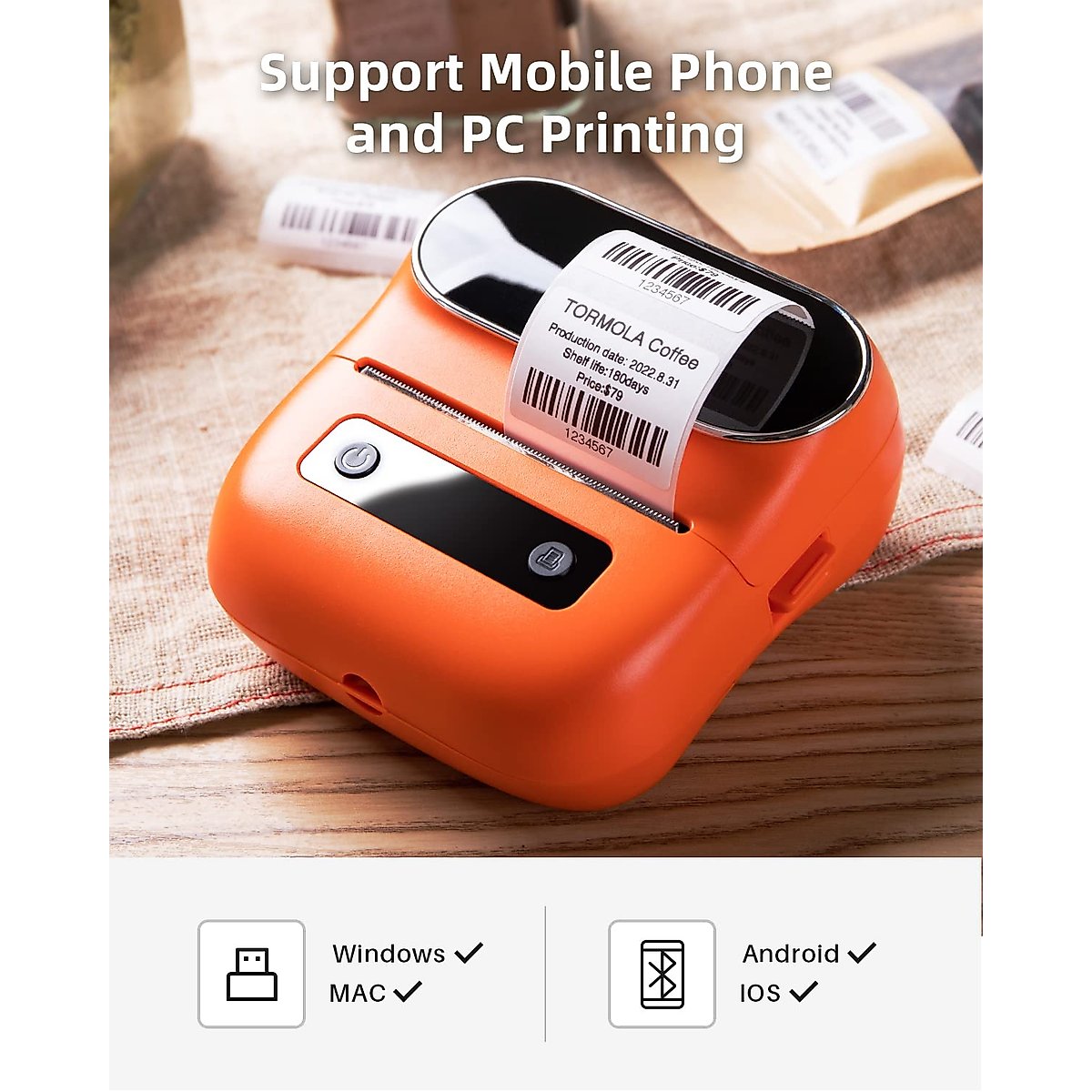 Phomemo M220 Label Maker, Bluetooth Thermal Label Printer for Barcode, Address, Labeling, Mailing, File Folder Label, 3 Inch Label Maker Machine Support Smartphone, Tablet&PC, with 3 Rolls of Labels