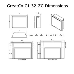 Outdoor Great Room GI-32-ZC Electric Fireplace Insert Zero Clear, 32"