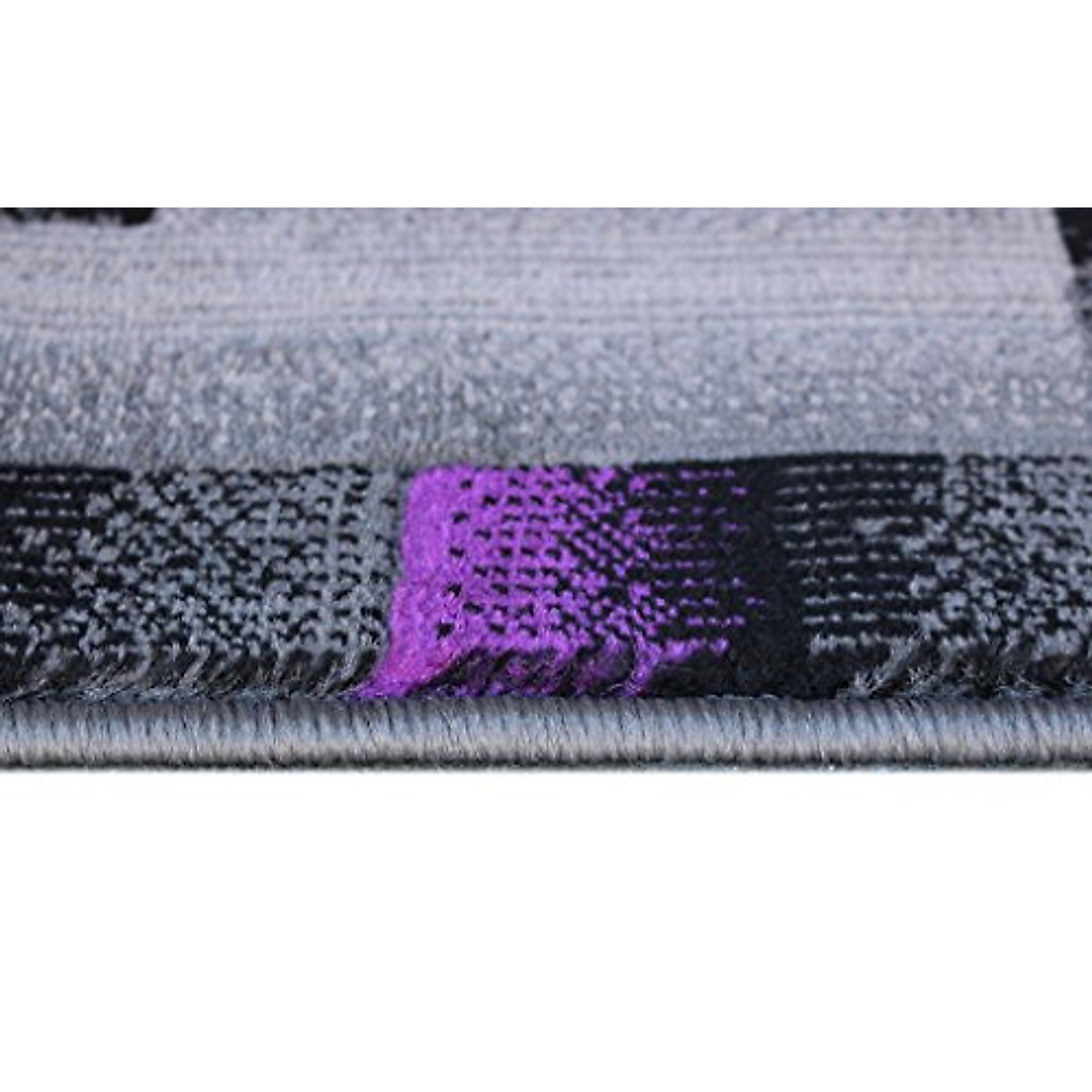 Masada Rugs, Modern Contemporary Runner Area Rug, Purple Grey Black (2 Feet X 7 Feet)