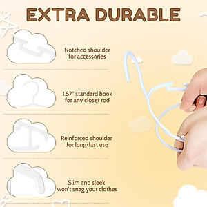 VILICK Kids Plastic Hangers, Baby Clothes Hangers for Closet 50 Packs Non-Slip Toddler Hangers for Infant Child Clothing, Small Children Hangers for Pants Coats Skirts (White)