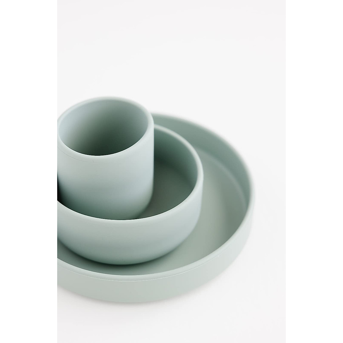 Silicone Dinnerware Set, Plate Bowl Cup, Toddler and Baby (Blue)