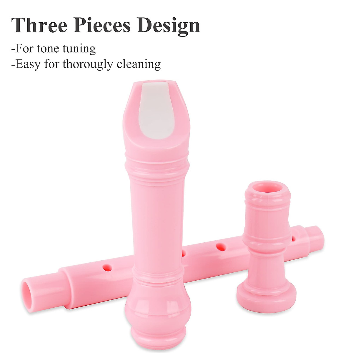 Jasenna Recorder Instrument for Beginner Kids Adults,8-Hole Soprano Descant Recorder Music Flute with with Cleaning Rod & Leather Case For School Student Home Entertainment(2-Pink Splash-ink)