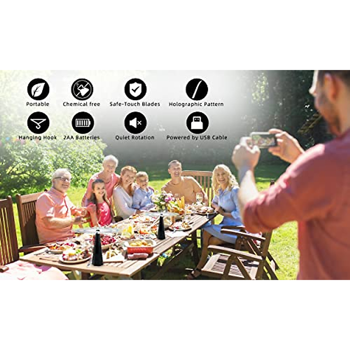 Fly Swatters for Tables, Food Swatter for Outdoor Indoor Meal, Party, Restaurant, USB Powered Picnic Fly Swatter(3 PCS)