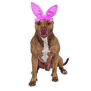 Rubie's Crinkle Pink Bunny Ears Pet Headband, Small/Medium