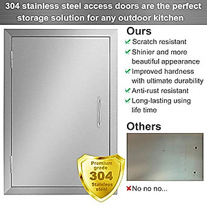 Seeutek Outdoor Kitchen Doors 17W x 24H Inch BBQ Access Door BBQ Island - Stainless Steel Single Wall Construction Vertical Door for Outdoor Kitchen Grilling Station or Commercial