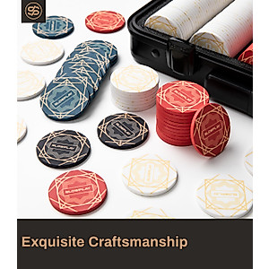 SLOWPLAY Nash Ceramic Poker Chips in Bulk, Casino Grade Ceramic 12-Gram Poker Chip for Texas Hold'em, 43mm Professional Chips Pack of 50 with Denomination of 500