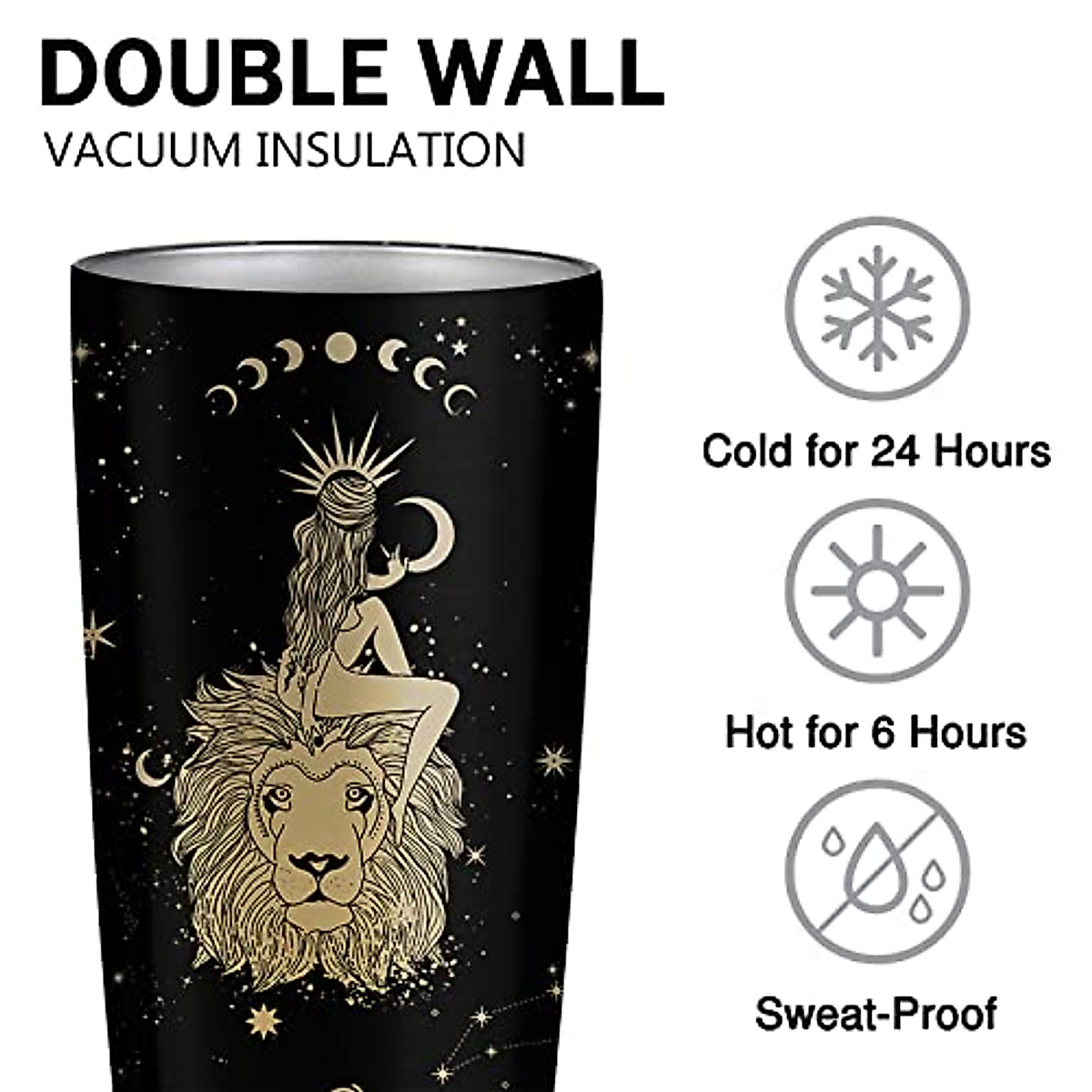 Leo Gifts for Women,Leo Tumbler,Leo Gift Zodiac Cup, 20 OZ Astrology Tumbler Cup, Witchy Gothic Gifts Stainless Steel Insulated Constellation Tumbler
