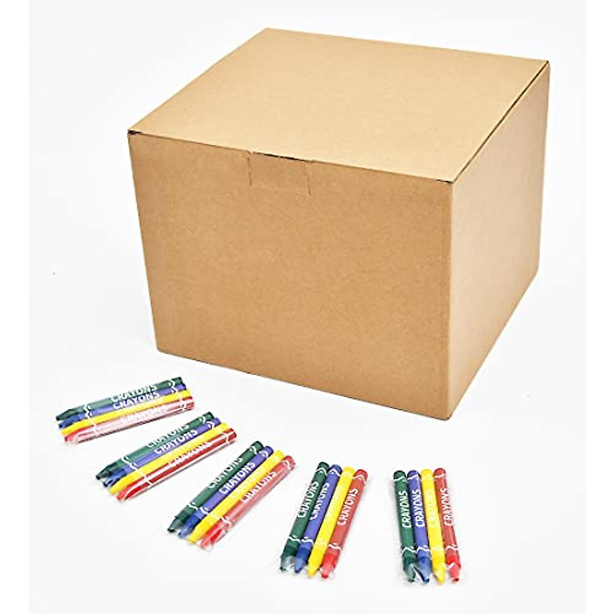 Madisi Crayons Bulk Pack, Regular Size, 4 Colors, cellophane 250 Packs, 1000 Count