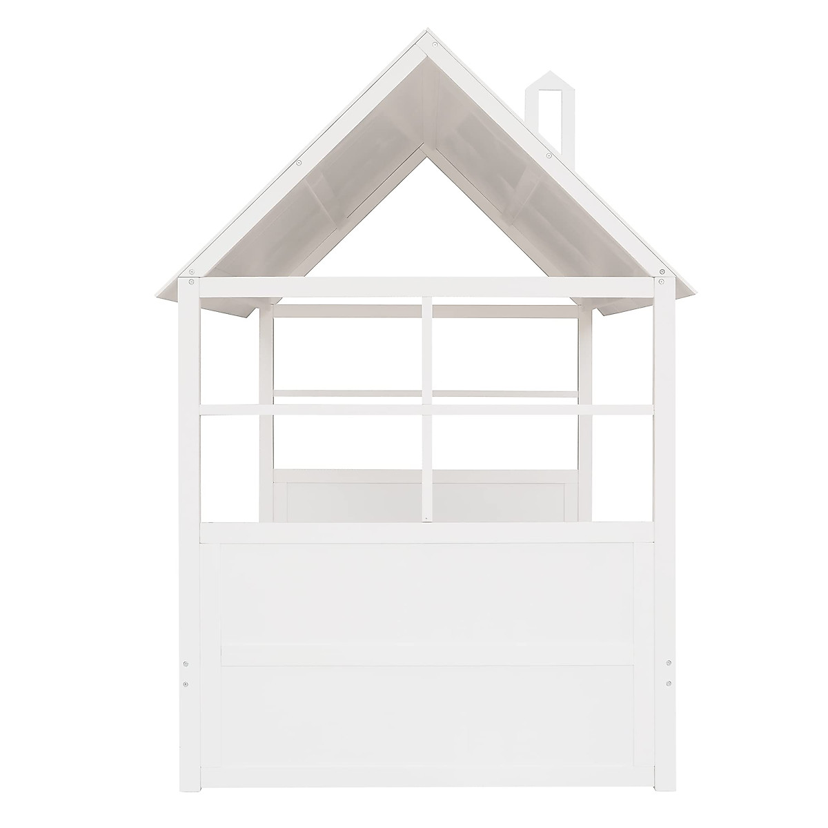 BIADNBZ Full Size House Bed with Twin Trundle, Wooden Platform BedFrame Daybed w/Roof&Window for Kids Boys Girls Bedroom, White