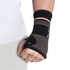 FITTOO Copper Wrist Compression Sleeve, Copper Infused Wrist & Hand Compression Sleeve Brace for Improve Circulation, Relieve Wrist Discomfort,Tendonitis, Sprains, Sports, Gym Workout