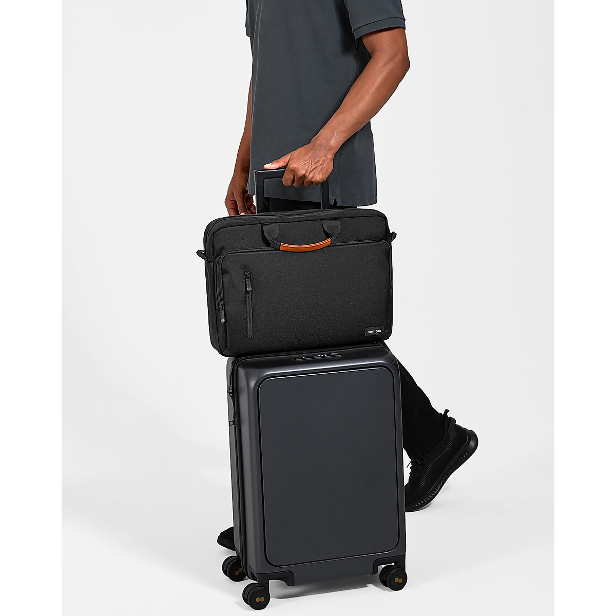 tomtoc Protective Laptop Shoulder Bag for 13-14 Inch MacBook Air/Pro, 13.4-14.4 Surface Laptop Studio/7/6/5/4/3, HP Chromebook 14, Acer Aspire 14, ASUS Zenbook 14, Dell Inspiron 14, Business Briefcase