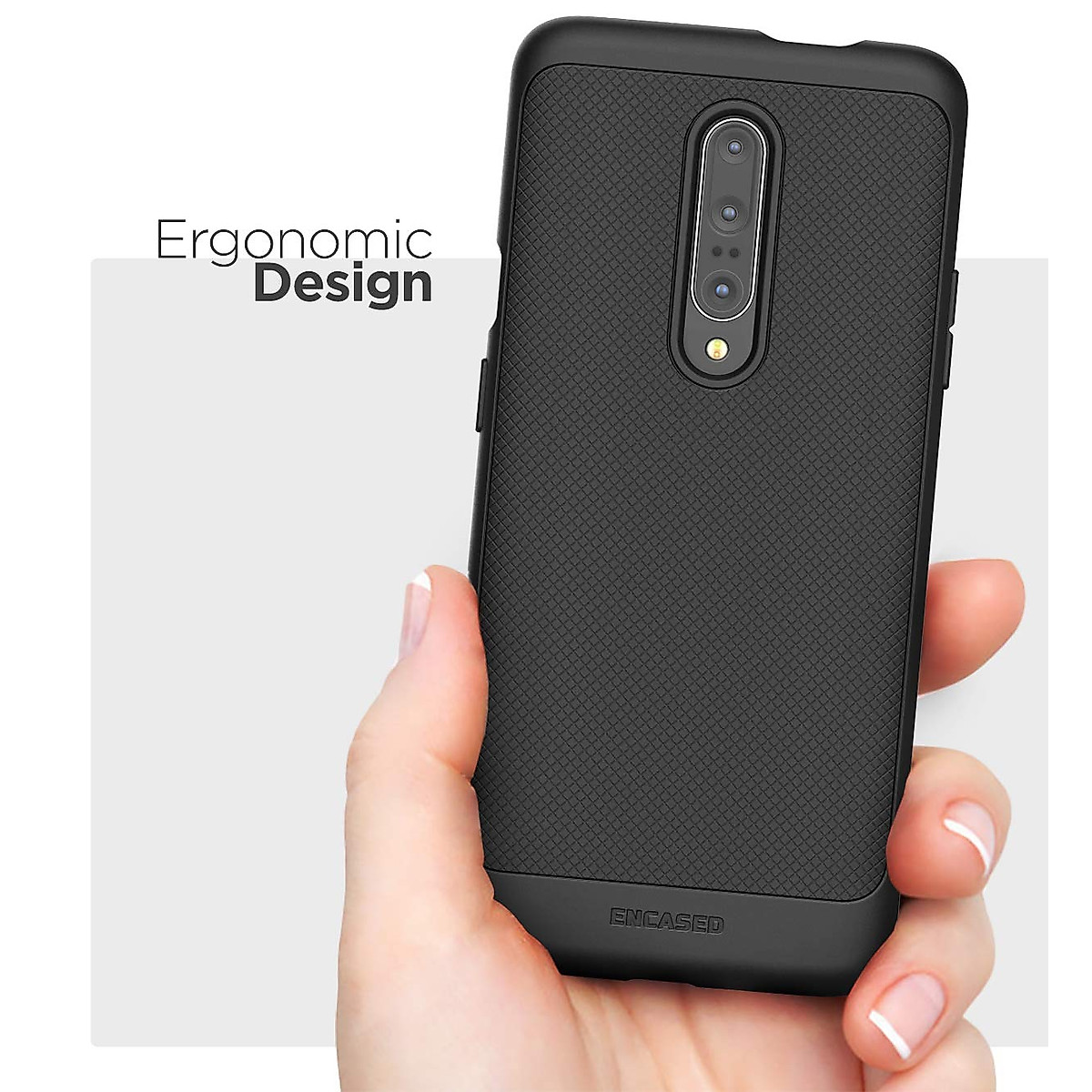 ENCASED OnePlus 7 Pro Case (Thin Armor) Slim Fit Flexible Grip Phone Cover - Black