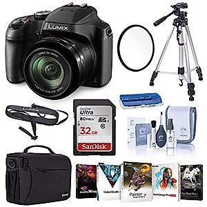 Panasonic Lumix DC-FZ80 4K Digital Camera, 18.1 Megapixel, 60x Zoom 20-1200mm Lens Starter Bundle with Case, Tripod, UV Filter, 32GB SD Card and Accessories