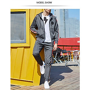 Mens Athletic 2 Piece Tracksuit Set, Dark Gray-XL